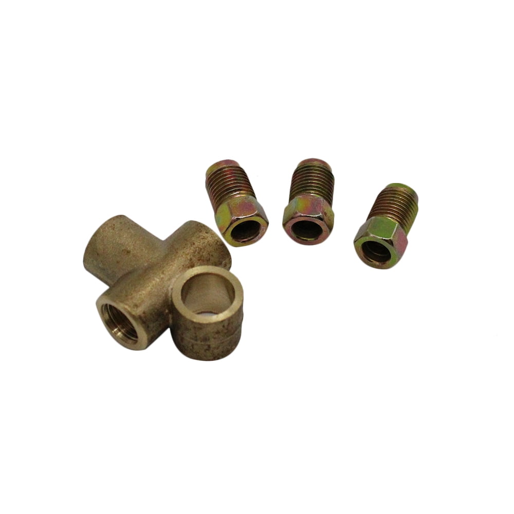 3 Way T Piece Brake Tee 3/16" Pipe 10mm with 3 Male Nuts Short Union ...