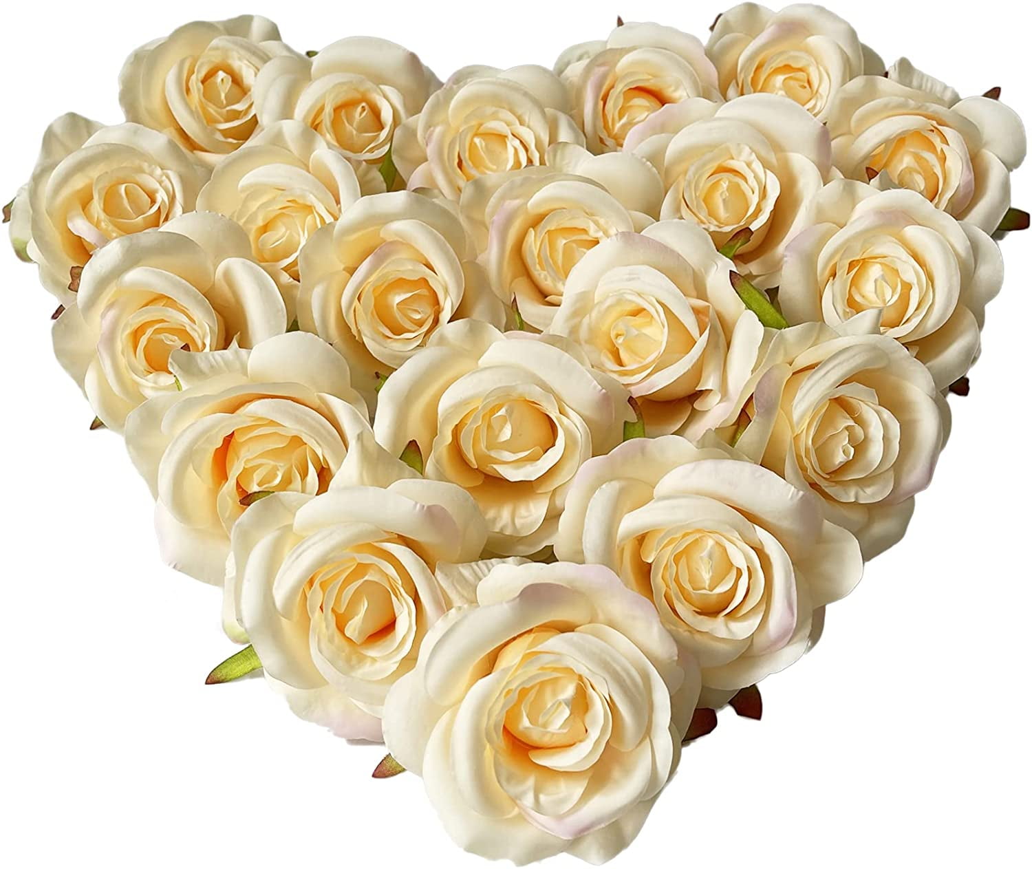 UKELER Artificial Rose Flower Heads 20 Pcs Real Looking Roses Heads for ...