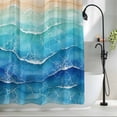 Blue Beach Shower Curtains for Bathroom, Modern Abstract Art Watercolor ...