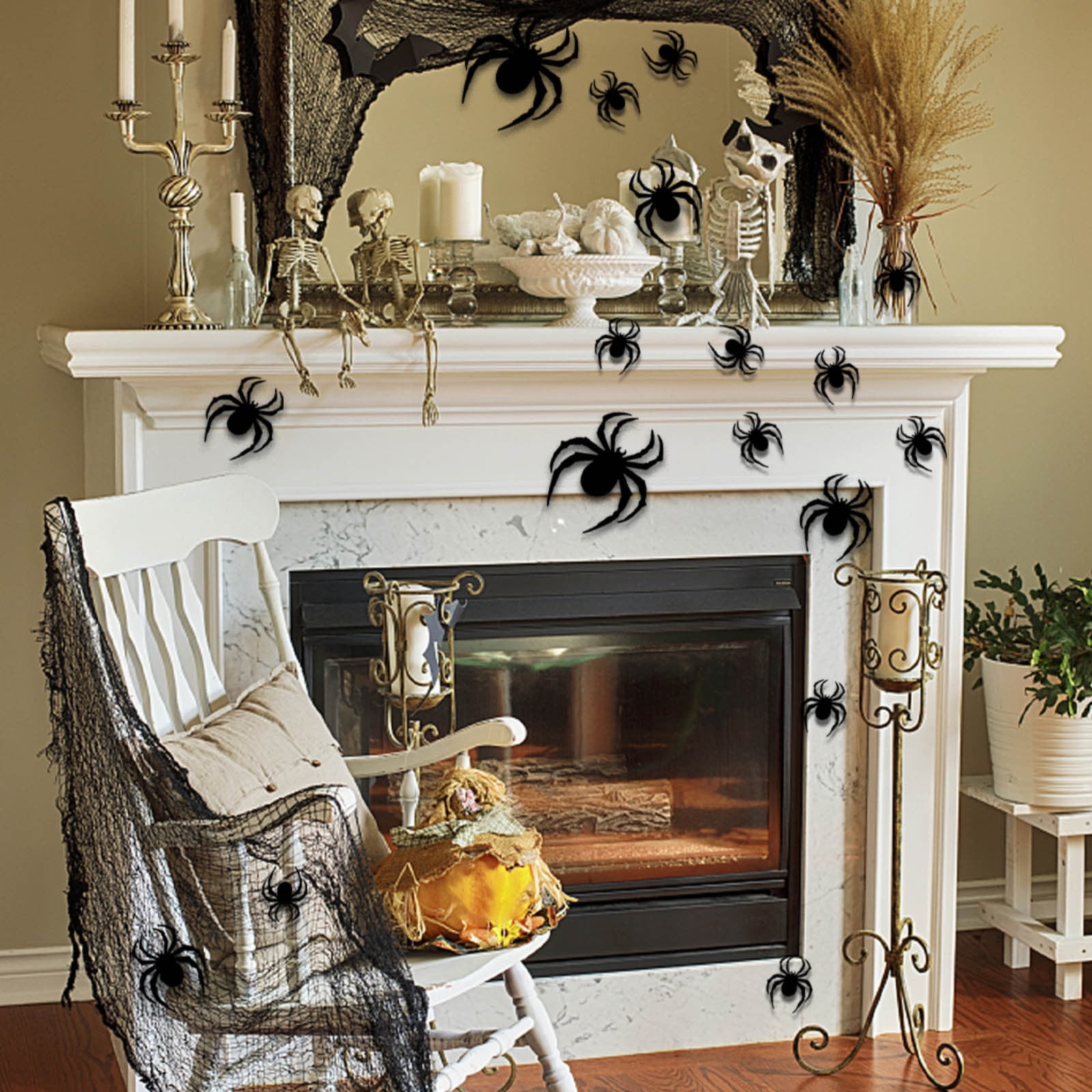 Herrnalise 12PC Halloween 3D Spider Decoration for Home Decor DIY Wall ...