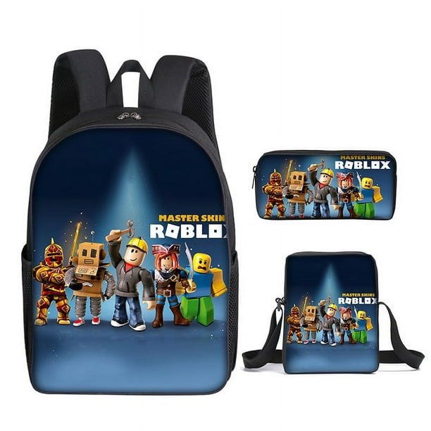 Roblox Backpack Black School Bag Anime School Bag Three-piece Backpack ...