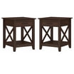 Home Square Wood End Table with Storage in Pure White Oak - Set of 2 ...