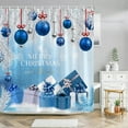 Blue Shower Curtain Christmas Tree And Ball Design Blue Color Polyester ...