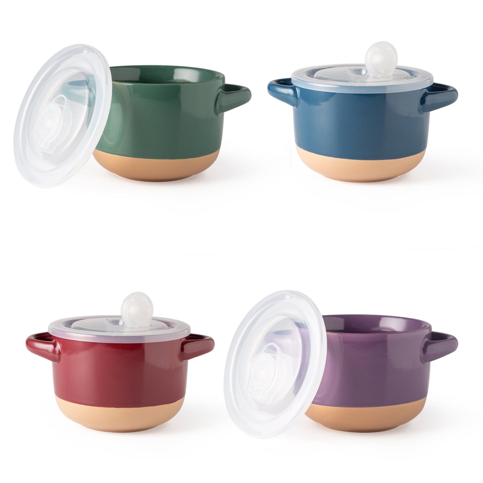 Amorarc 24 Ounces Soup Bowls With Large Handles And Lids, Stoneware