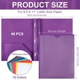 48-Pack Heavy-Duty Plastic Folders with 3 Prongs, Clear Front Pockets ...
