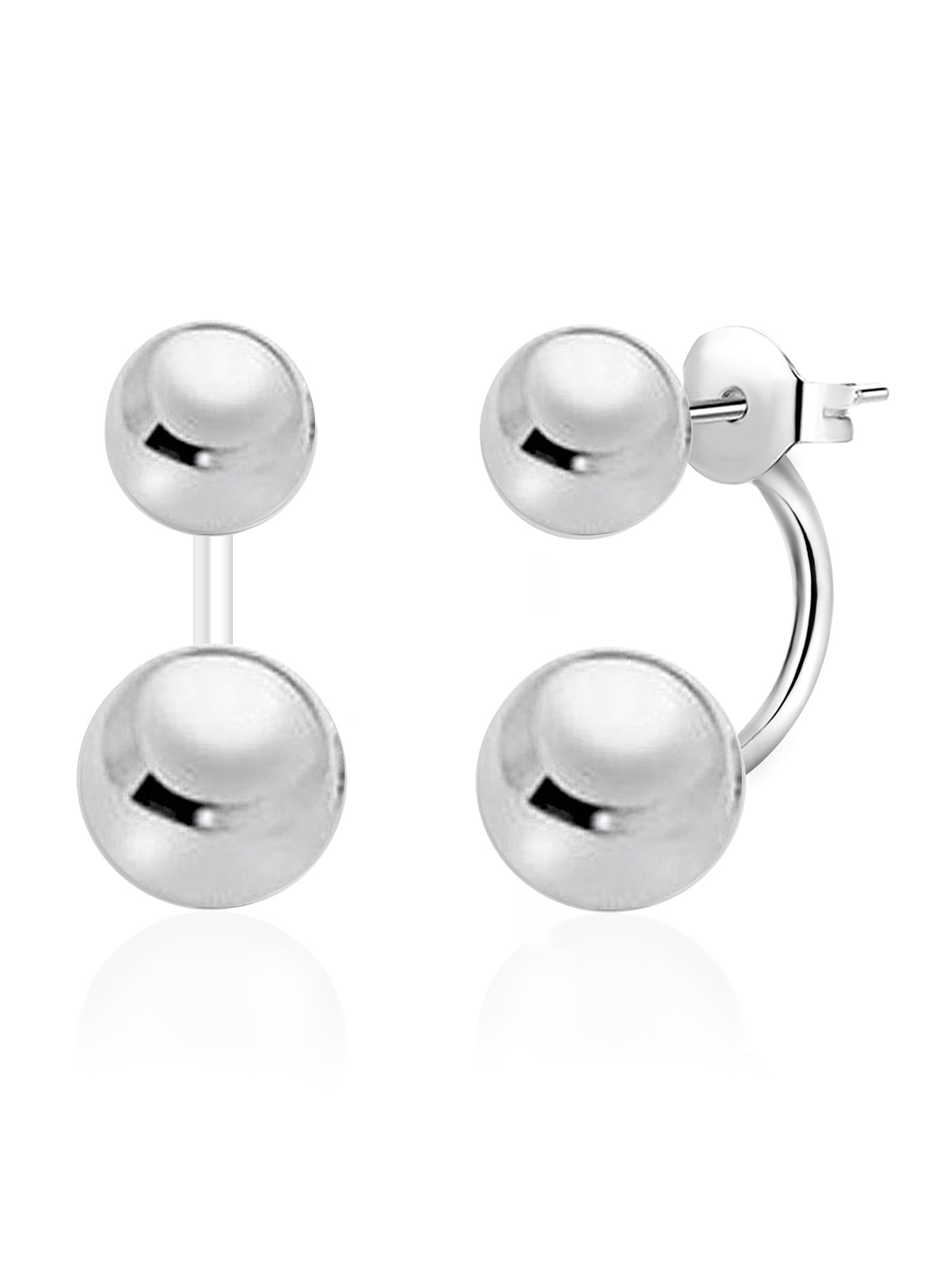 Polished Ball Front and Back Post Earrings in Sterling Silver - Walmart.com
