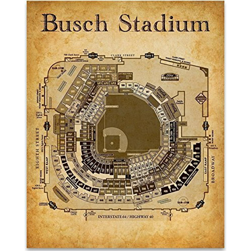Busch Stadium Seating Chart Art Print - 11x14 Unframed Art Print ...