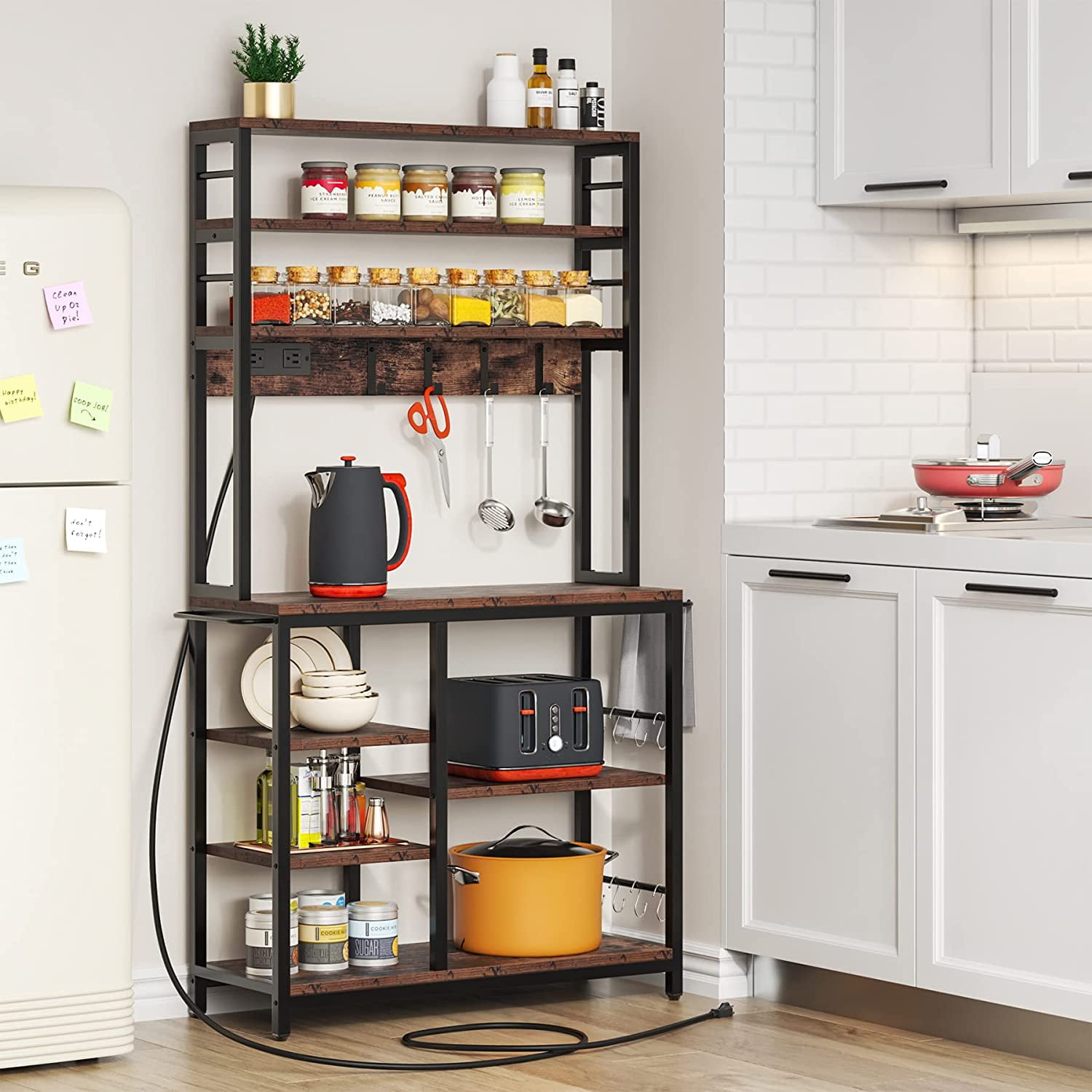 Tribesigns Kitchen Baker's Rack with Power Outlet, Freestanding 8 Tier ...