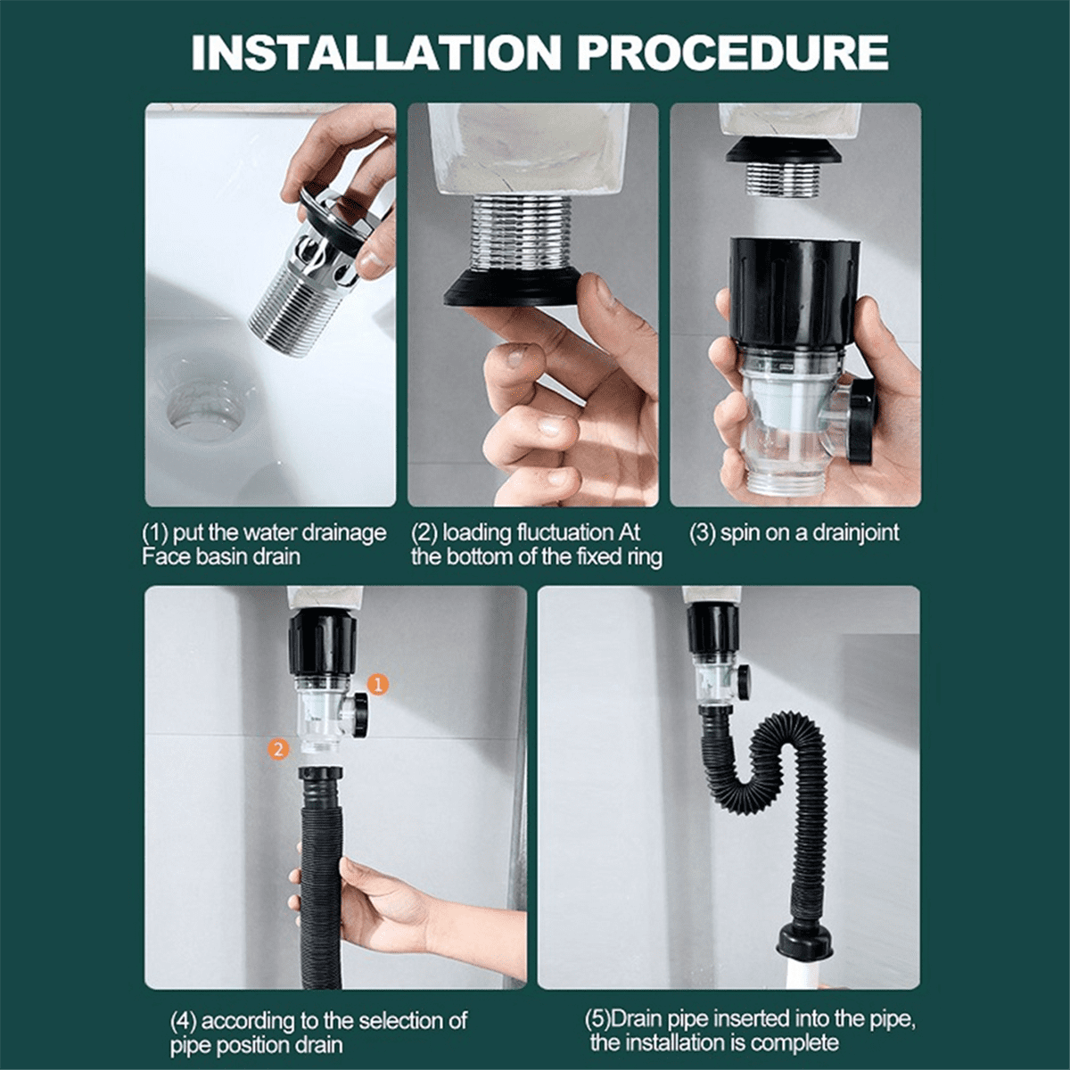 Bathroom Sink Drain Kit with Flexible Expandable P-Trap Sink Drain Pipe ...