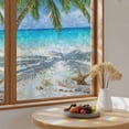 Coastal Beach Window Privacy Film Starfish Palm Tree Sky Tropical ...