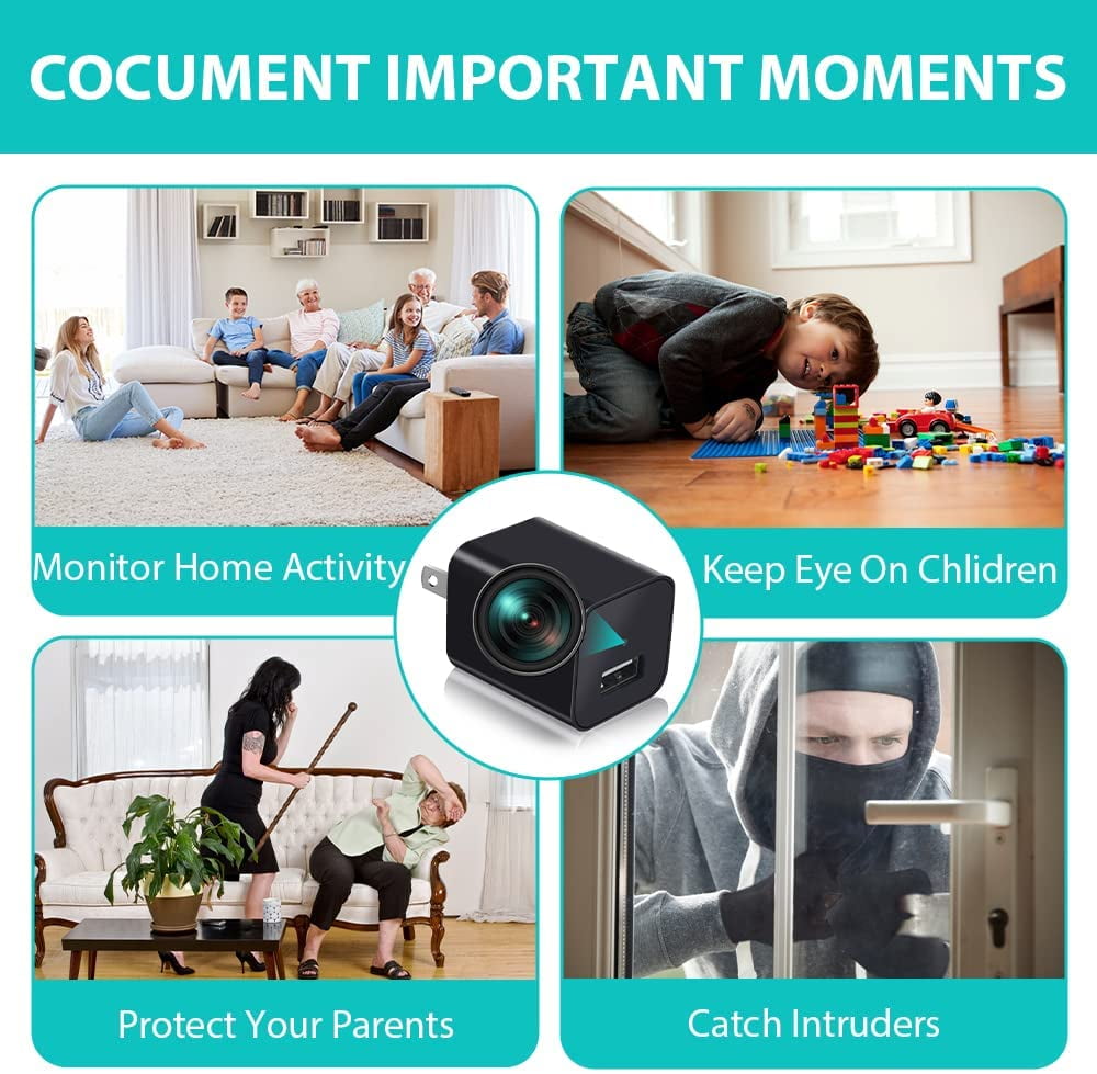 Mini Camera Charger，Mini Camera，USB Wall Charger Nanny Cam with Motion ...