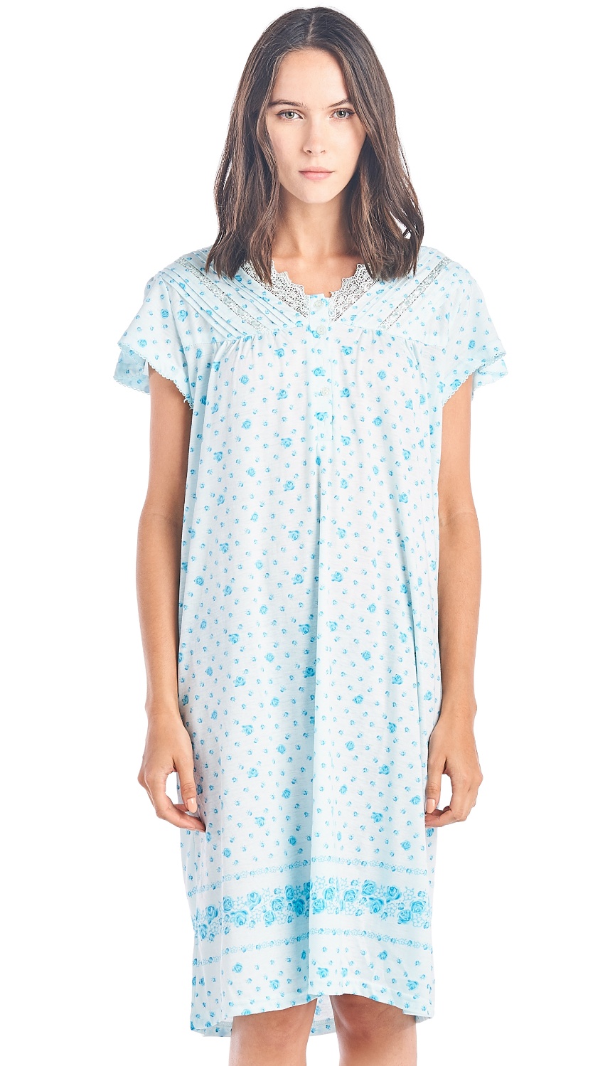 Casual Nights Women's Floral V-Neck Short Sleeve Nightgown - Walmart.com