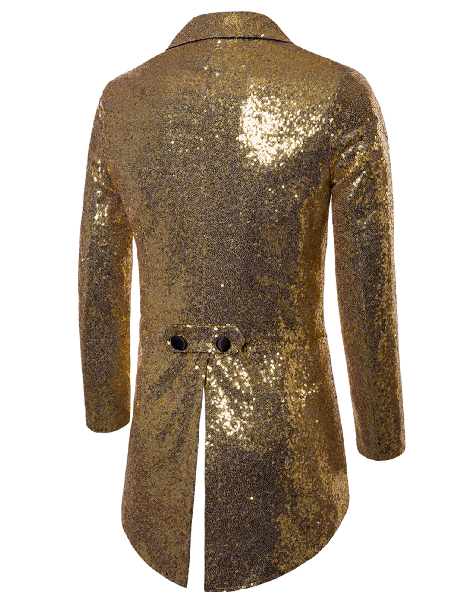 BEELADAN Men's Suit Sequin Tailcoat Swallowtail Suit Jacket Party Show ...