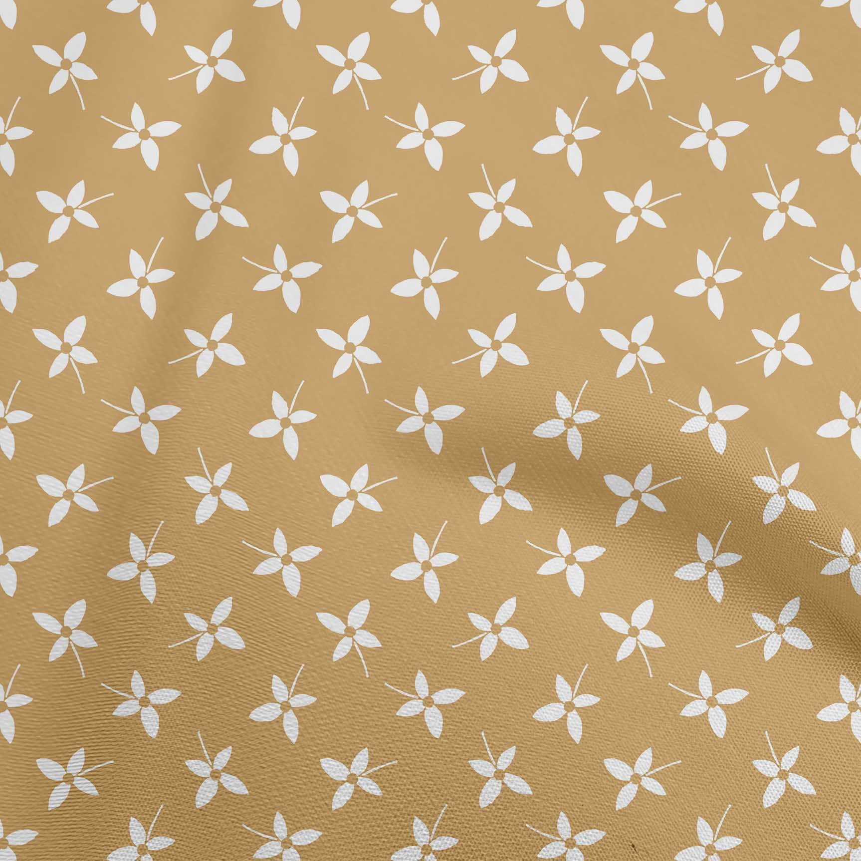 oneOone Cotton Poplin Light Brown Fabric Florals Sewing Material Print ...