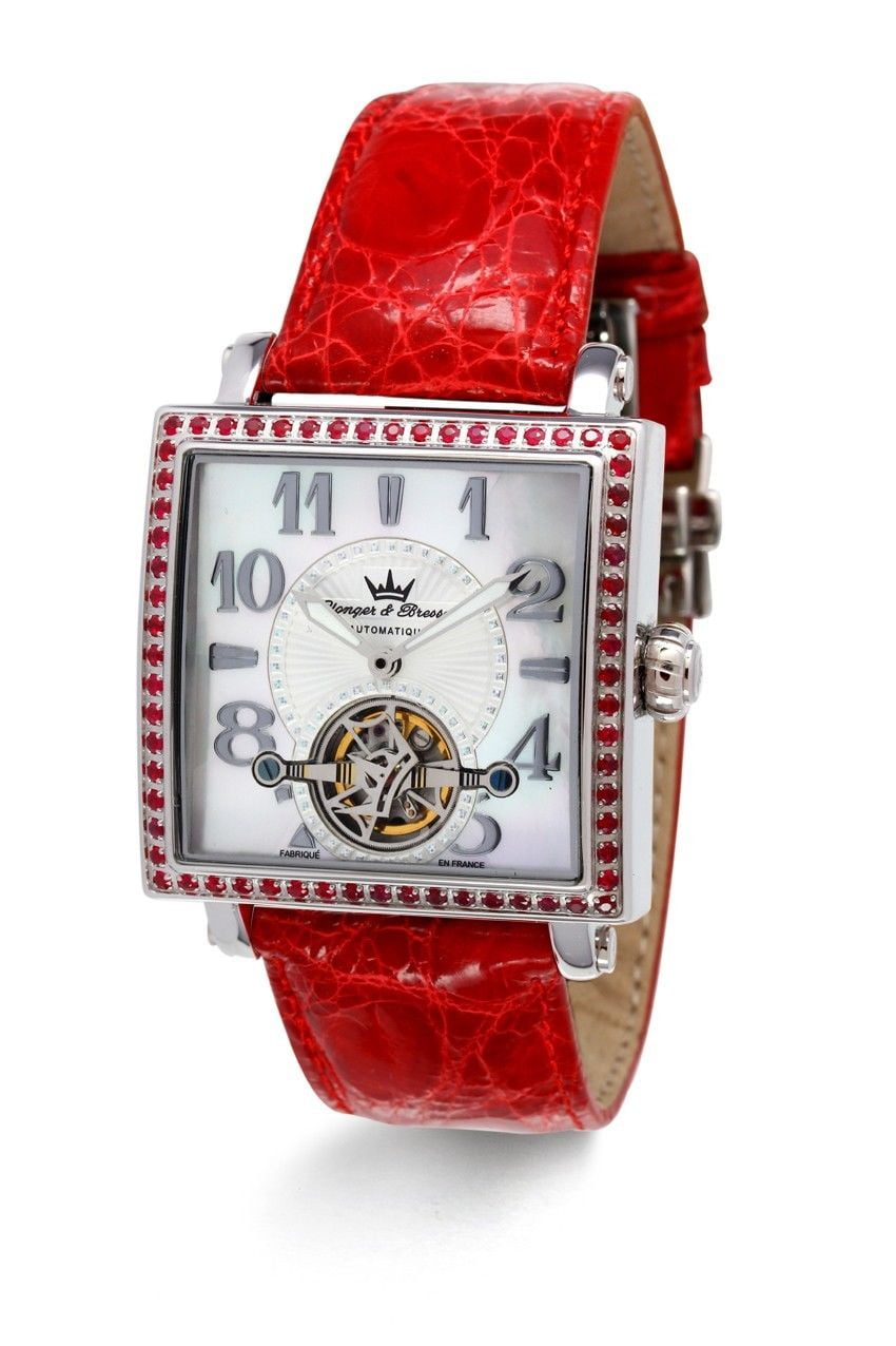 Yonger & Bresson Women's YBD 8513-15 Automatic Diamond MOP Dial Leather ...