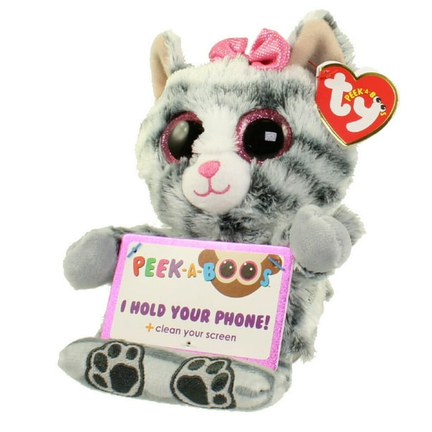 Ty Beanie Boos Peek-A-Boo 4" MOLLY the Grey Cat Phone Holder with ...