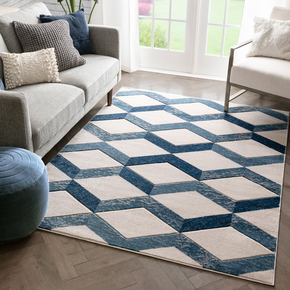 Well Woven Good Vibes Millie Blue Transitional Geometric Zigzag 5'3" x ...
