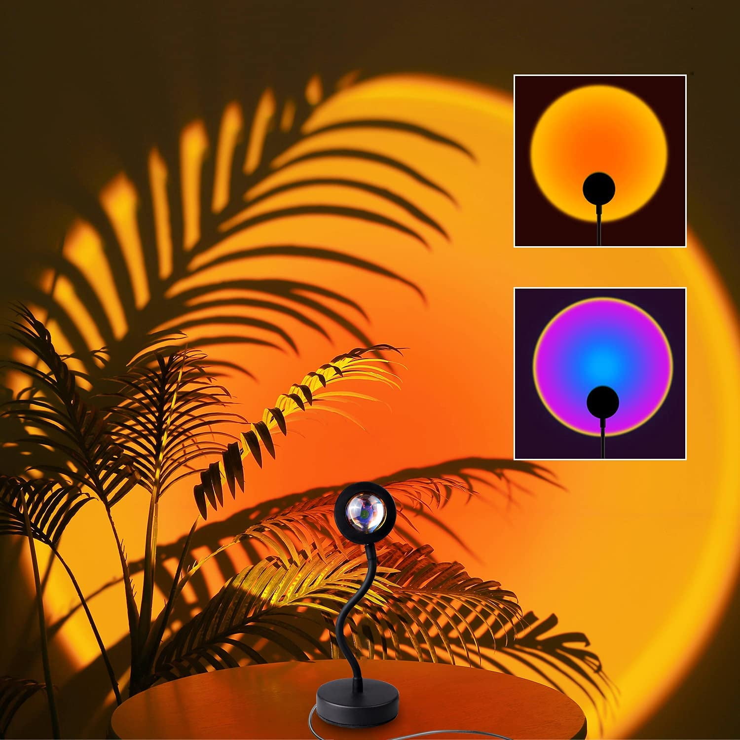 Sunset Lamp Projector LED Sunset Light - 360° Adjustable USB Night ...