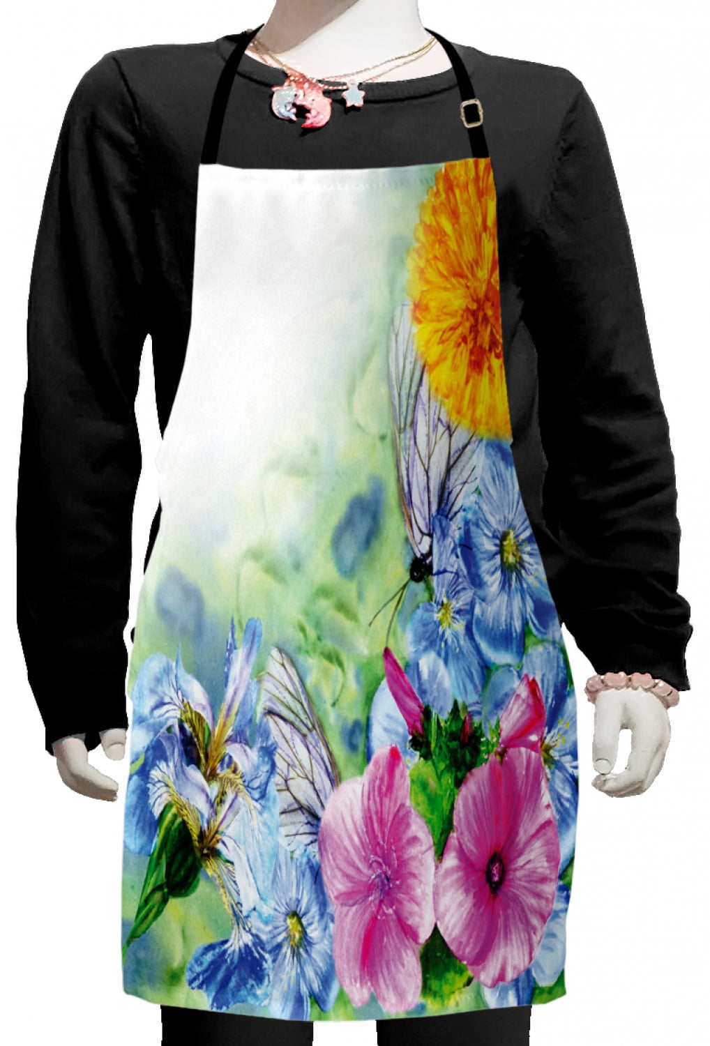 Watercolor Flower Kids Apron, Surreal Iris Peony Poppy Petals Paint ...