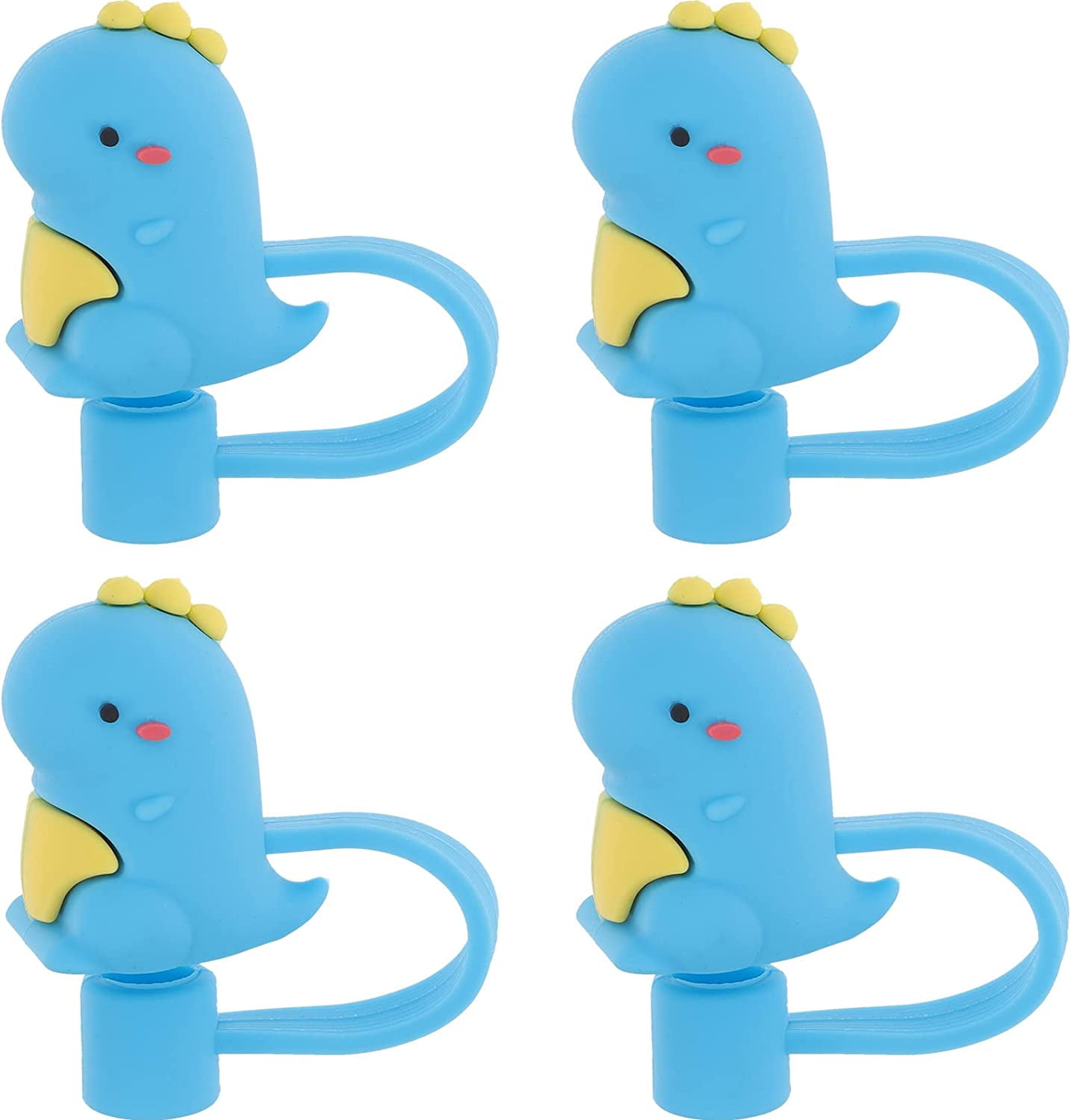 4Pcs Dinosaur Straw Protectors Cartoon Straw Covers Silicone Straw ...