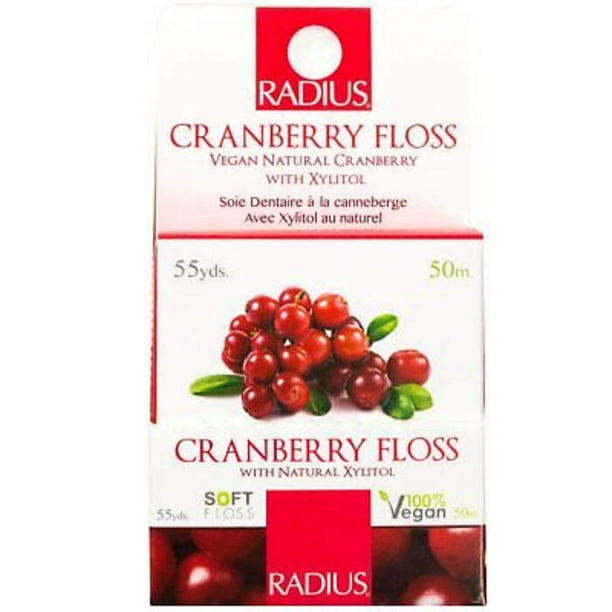 Radius - Vegan Natural Cranberry Floss with Xylitol 55 yds. (50 m), 1 ...