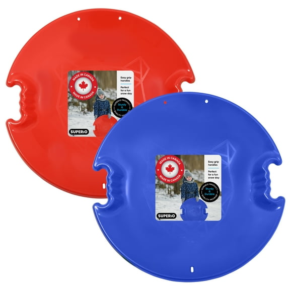 Superio Round Spiral Snow Sled Red 24" Sledding Disc for Kids and ...