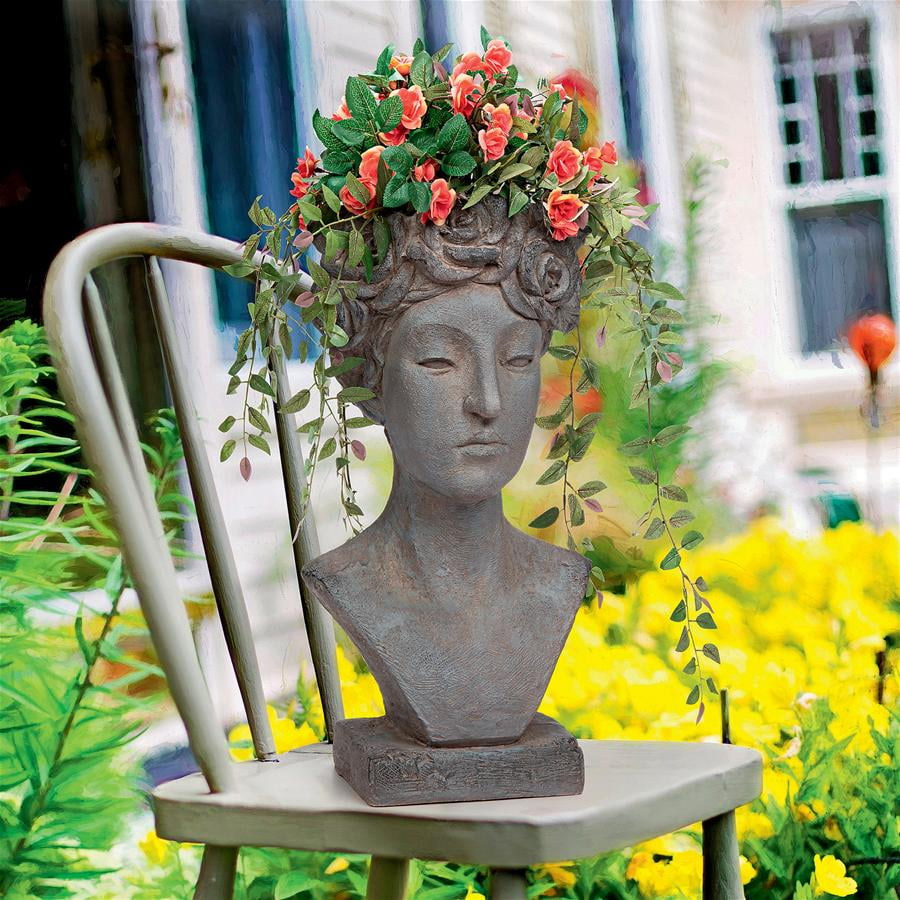 Design Toscano Flora Roman Nymph of Flowers Sculptural Head Planter ...