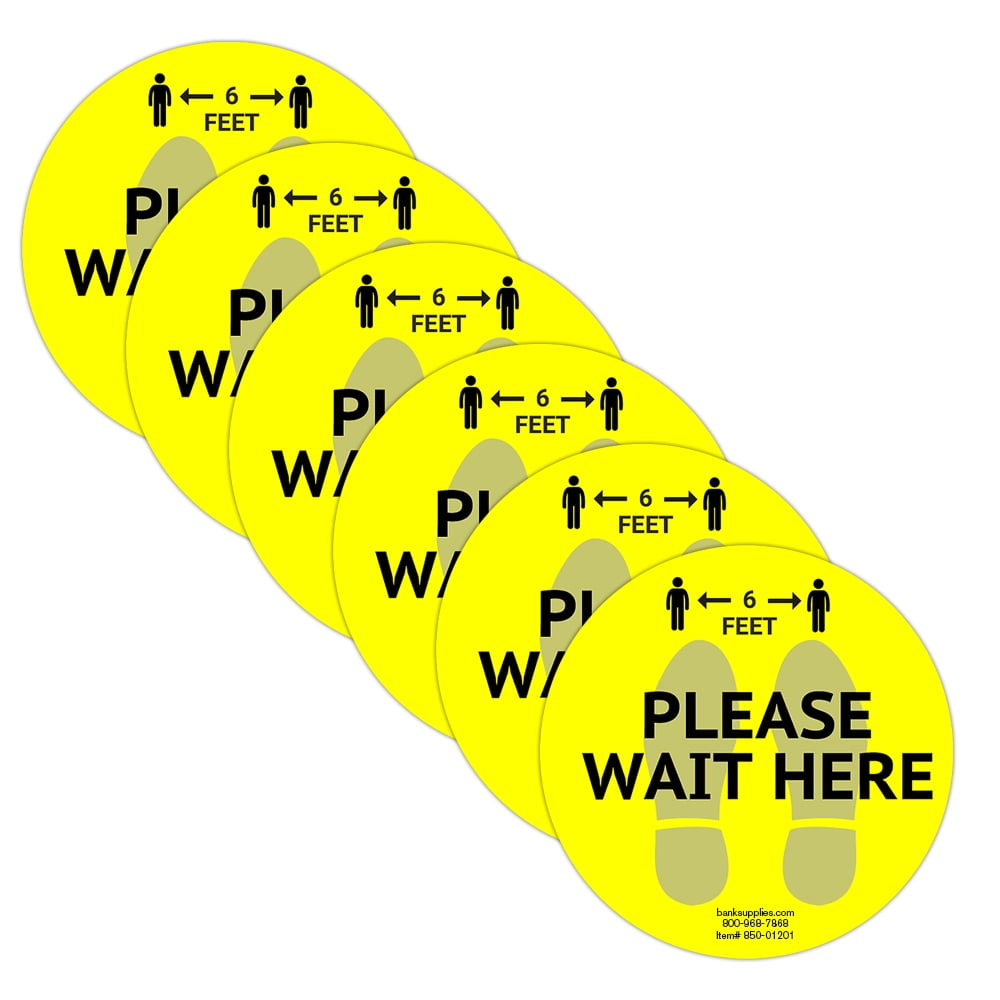 Social Distancing Floor Signs- Crowd Control - 12" Decals - Pack of 6 ...