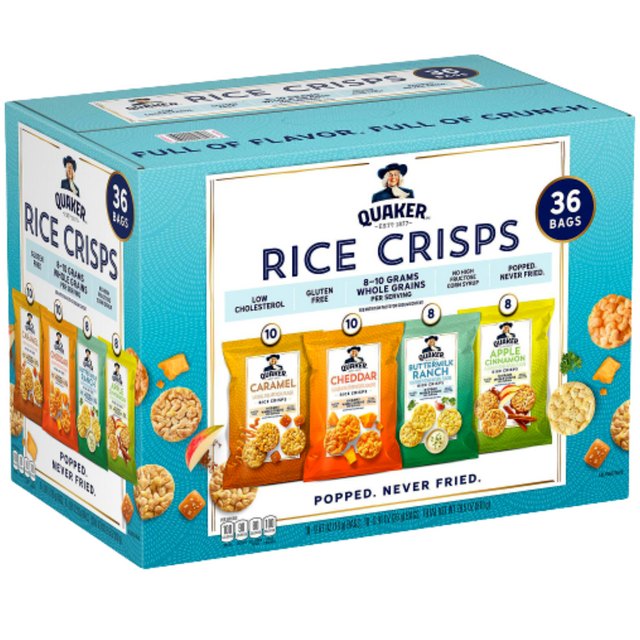 Quaker Rice Crisps Variety Pack Caramel Cheddar Buttermilk Ranch Apple ...