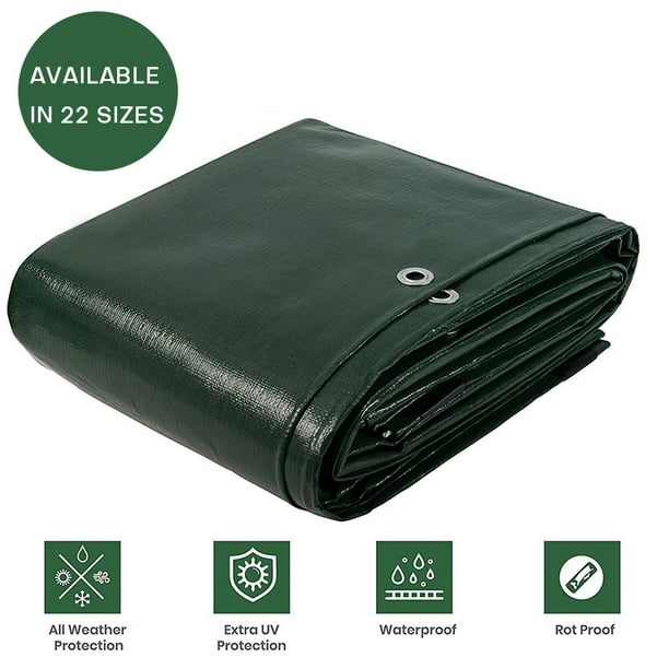 Multi Purpose Waterproof Tarp 6' x 10' Heavy Duty Green UV Resistant ...