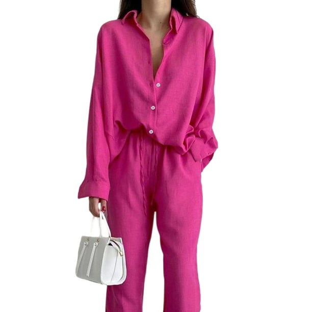 Avamo Women Lounge Sets Lapel Neck 2 Piece Outfits Button Down Casual ...