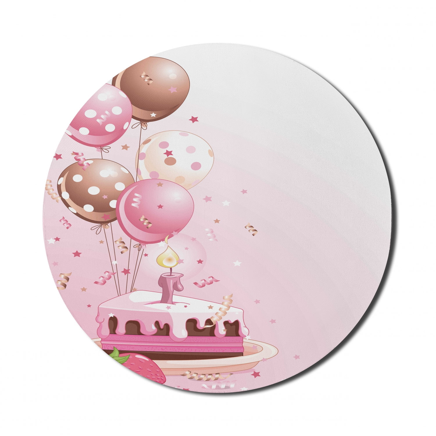 Birthday Mouse Pad for Computers, Strawberry Pink Slice of Cake Candle ...