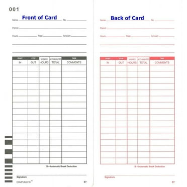 Yescom 1000 Count Weekly Time Clock Cards Timecard for Employee ...