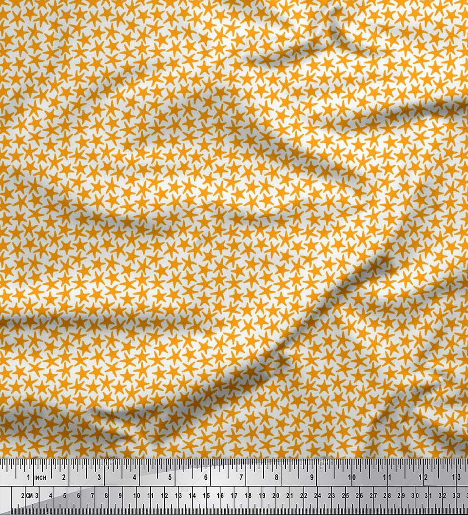Soimoi Silk Fabric Stars Star Printed Fabric 1 Yard 42 Inch Wide ...