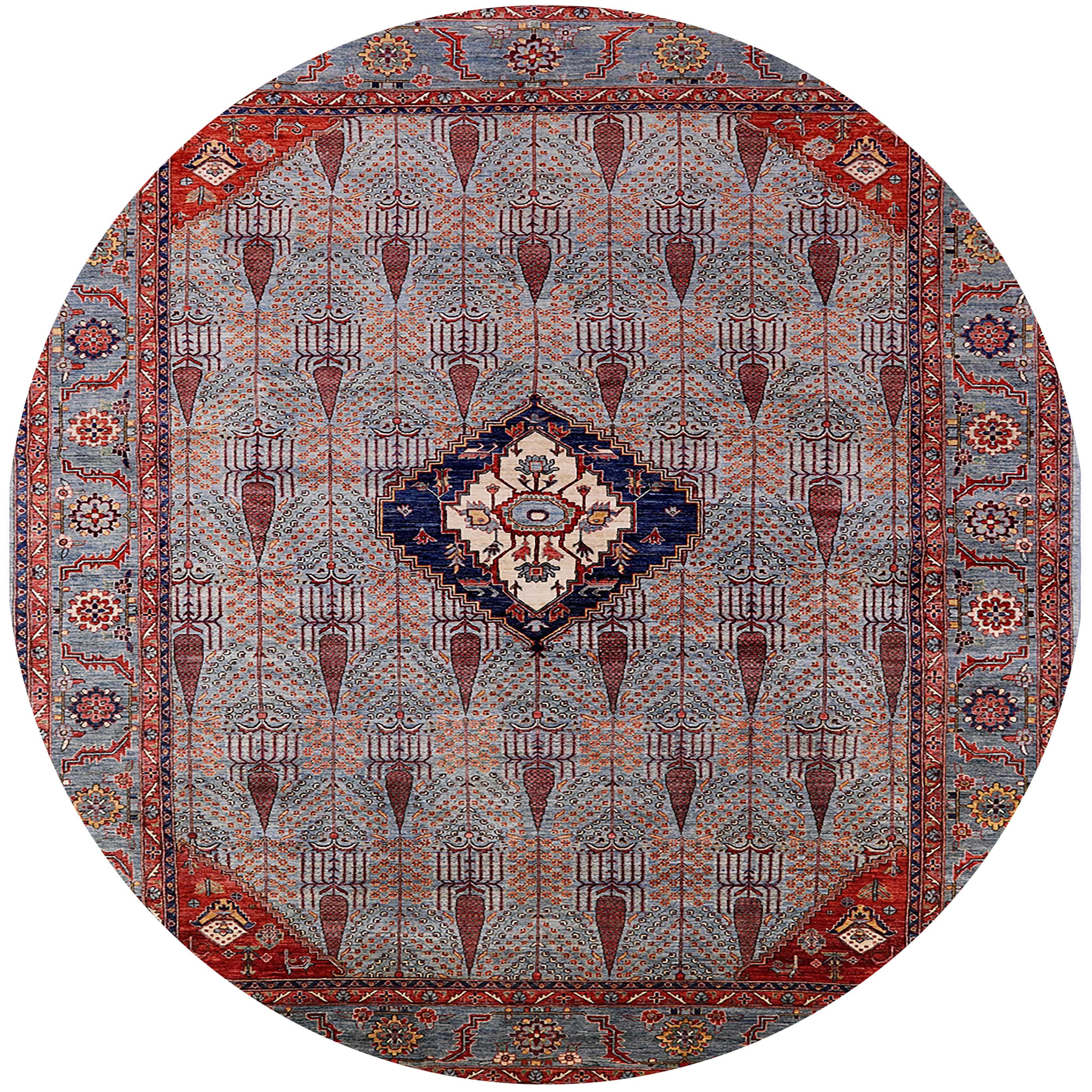 Ahgly Company Indoor Round Mid-Century Modern Dark Gray Oriental Area ...