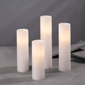 8-inch Tall Battery-Operated Bisque Flameless LED Candle with Timer ...