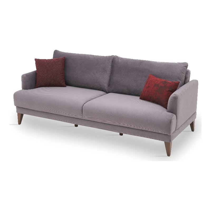 Enza Home Fiore 3-Seater Fabric & Wood Sofa Bed in Gray/Walnut ...