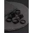 12pcs Black Baroque-Style Stackable Rings Set With Heart, Claw, Chain ...
