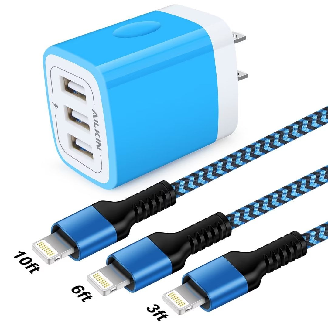 Charger Block Lightning Cable 10ft 6ft 3ft Haoano 3 1a Usb Wall Charger