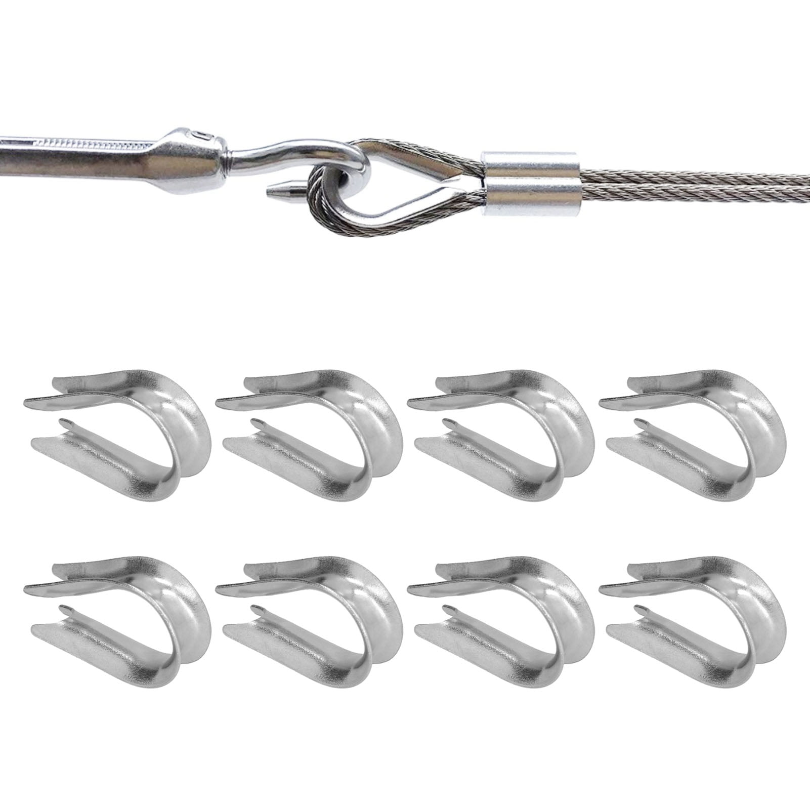 Herwey Stainless Steel Thimble,50Pcs Wire Rope Thimble Stainless Steel ...