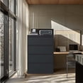 4-Drawer Lateral File Cabinet Lockable Storage Deep Black Steel for ...