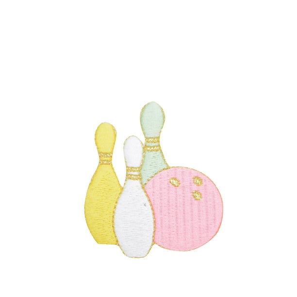 Pastel Bowling Pins and Ball - Iron on Applique/Embroidered Patch ...