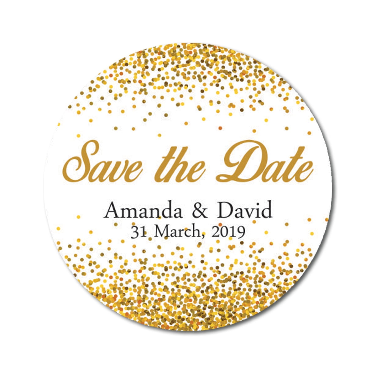 Darling Souvenir Round Sparkles Border Save The Date Stickers Wedding ...