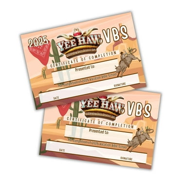 2025 VBS True North Certificate of Completion 50pk 6x9 Vacation Bible School Award Participation ...