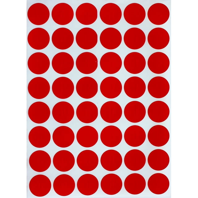 Red Dot Sticker approximately ~ 3/4" Round 17 mm, Color Coding Labels 0 ...