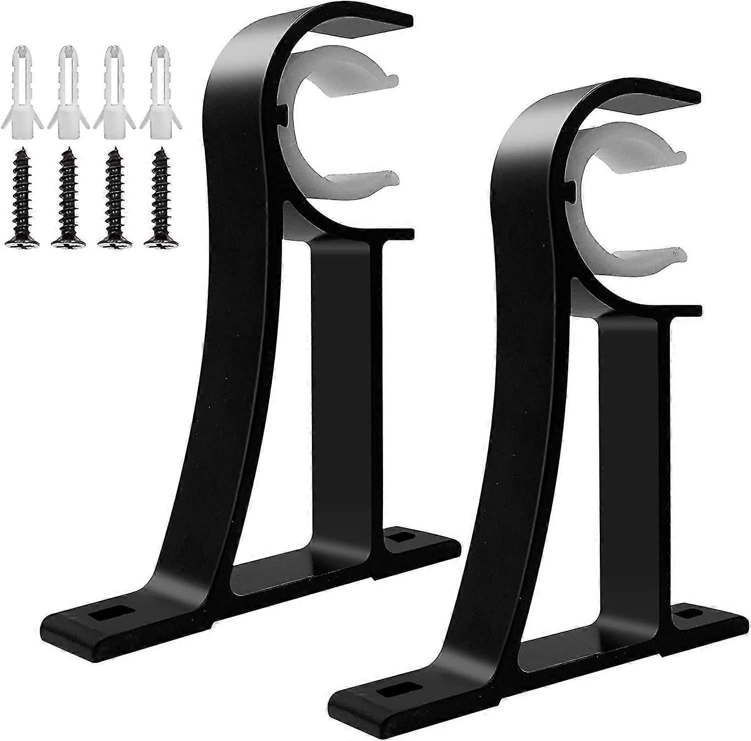 2 Pack Heavy Duty Metal Curtain Rod Brackets - For 25-30mm Curtain Rod ...