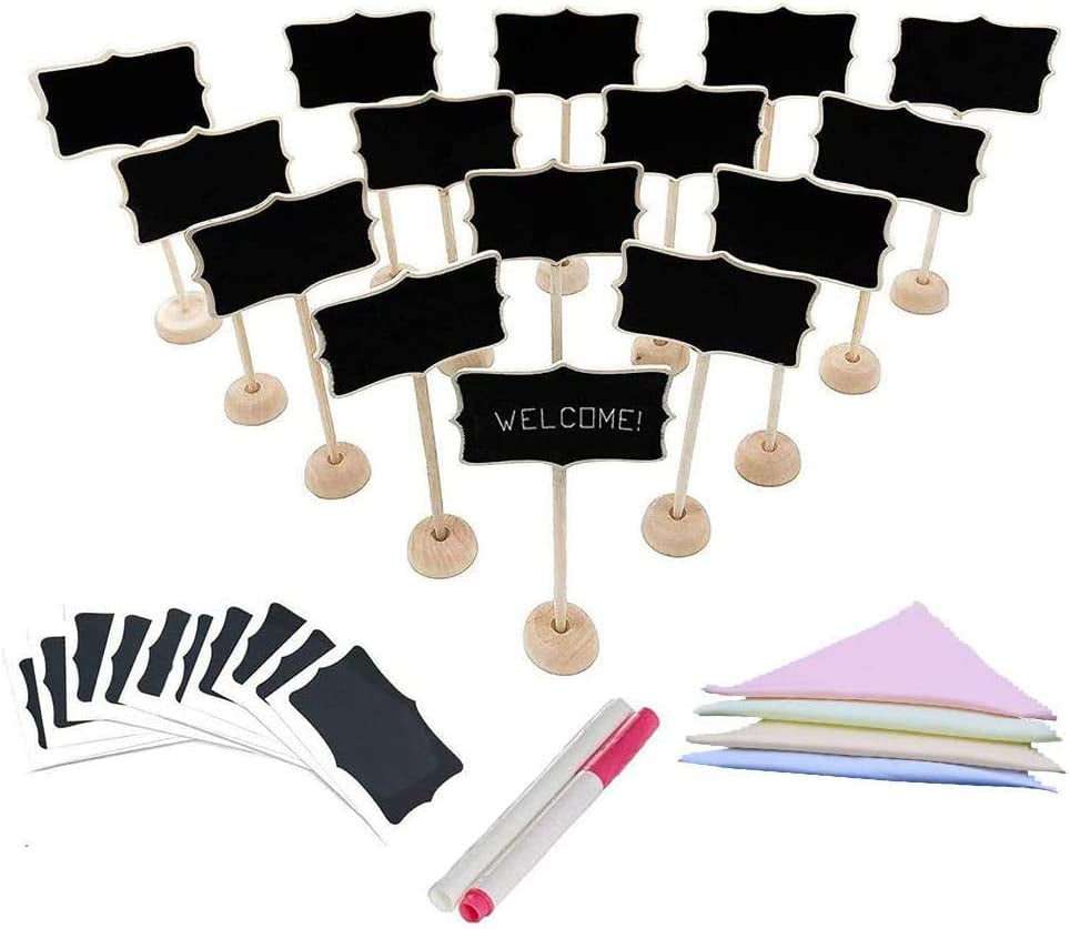 Mini Chalkboards, 36 PCS Wooden Holder Small Chalkboard Signs Place ...