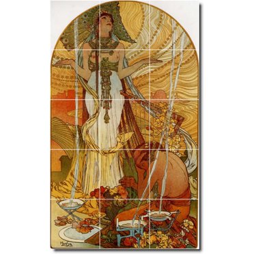 Ceramic Tile Mural-Alphonse Mucha Poster Art Custom Tile Mural 10. 24 ...