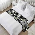 Abstract Lines Bed Runner Twin Size Black Gray Green Rectangle ...