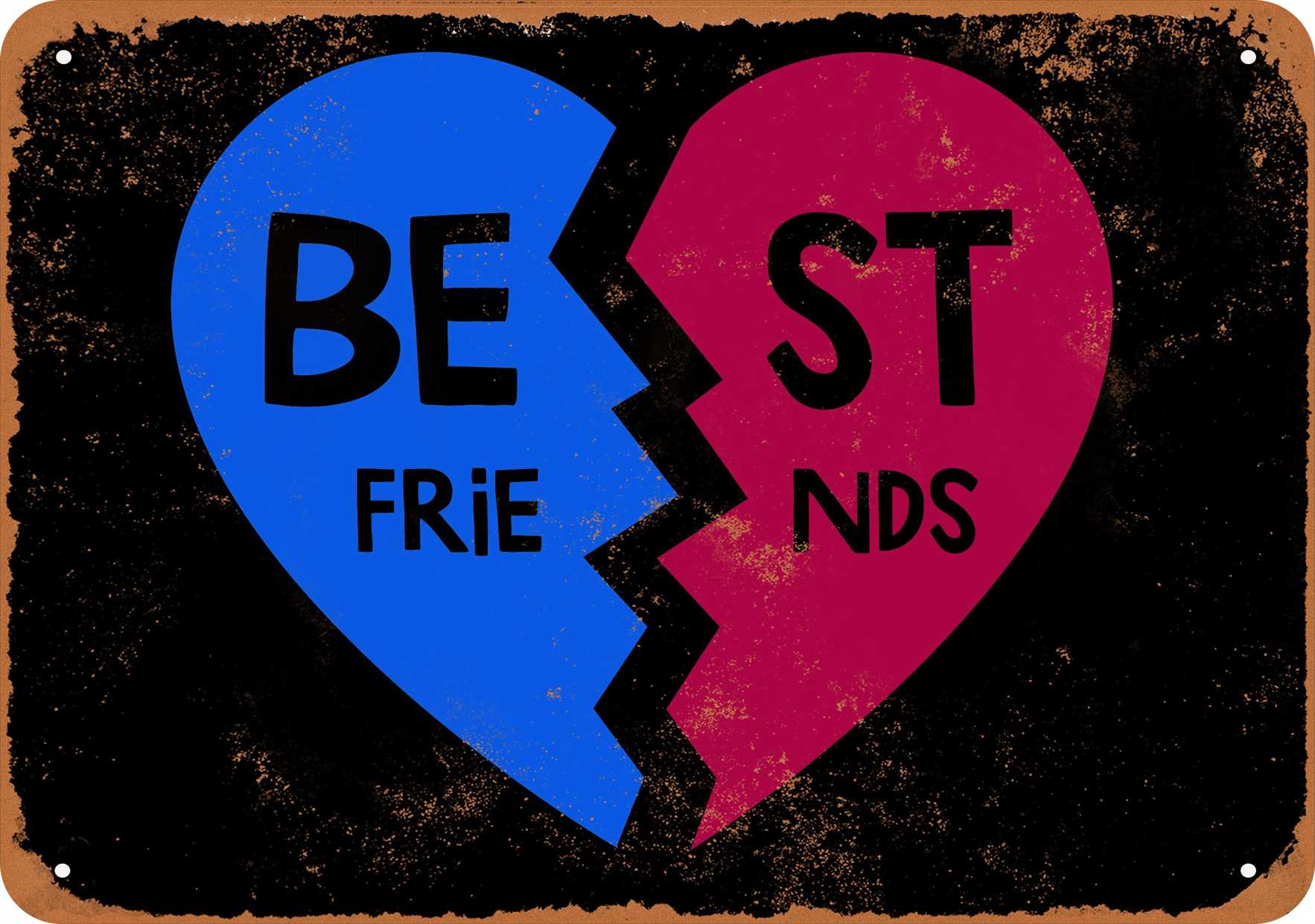 10 x 14 METAL SIGN - Best Friends (Dark Background) 2 - Vintage Rusty ...